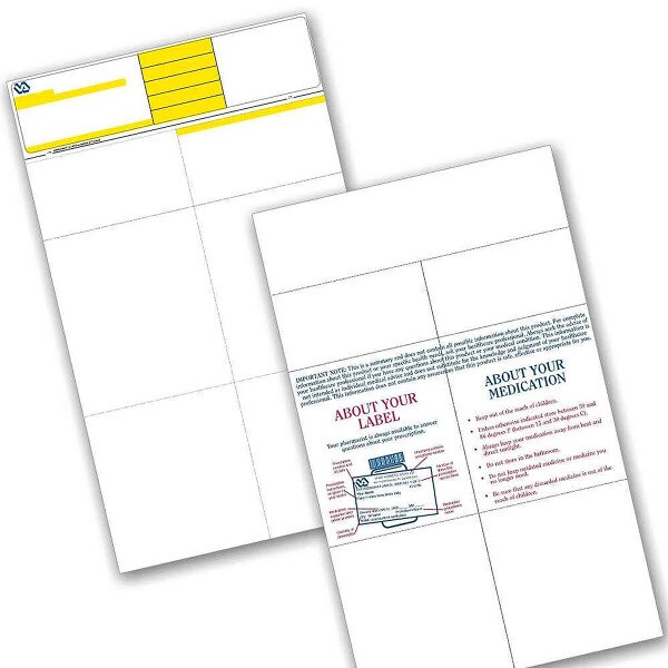 PDC Healthcare Permanent Paper VA Label Form, Laser, White/Yellow, 8.5 ...
