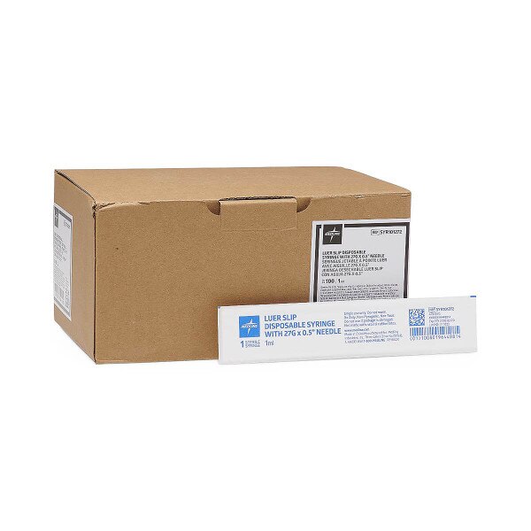 Medline Luer Slip 1ml Syringe With Hypodermic Needle, 27G x 0.5" | DiNovo