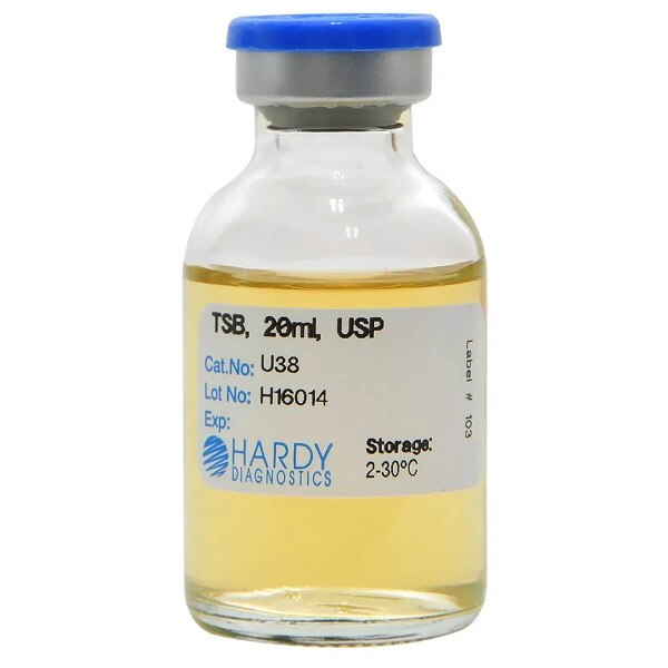 Hardy Diagnostics TSB Glass Vial With Needle Port Septum, 20ml | DiNovo